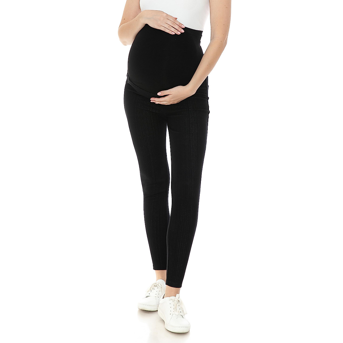 Leggings Depot Women's Maternity Jeans Pregnancy Denim Jeggings (Full Length, Black, X-Large)