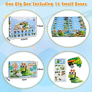 JOYPRO 12 Small Animals Building Blocks Sets for Kids Surprise with 12 in 1 Insect Animal Set Goodie Bags for Birthday Gift, Party Favors, Classroom Prizes (12 Box)