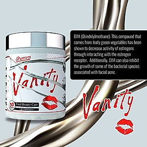 Glaxon Vanity Total Beauty Care, 60 Capsules, Hair Skin, and Nails Vitamins for Women and Men with Biotin 5000mcg, Hyaluronic Acid, Vitamin E, and Red Orange Complex