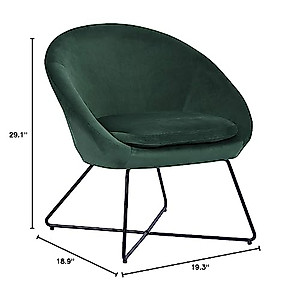 FurniutreR Mid-Century Living Room Velvet Chiar Single Sofa Comfy Upholstered Lounge Arm Leisure Accent Chair, Dark Green