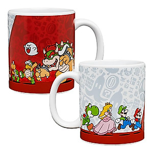 Paladone Super Mario Bros Official Licensed Nintendo Coffee Mug, Nostalgic Gamer Icon Gift for Luigi, Yoshi and Princess Peach Collectors 10oz Novelty Pop Culture Teacup