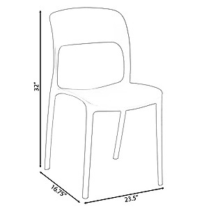 Modern Plastic Outdoor Dining Chair with Open Curved Back, Black Set of 4