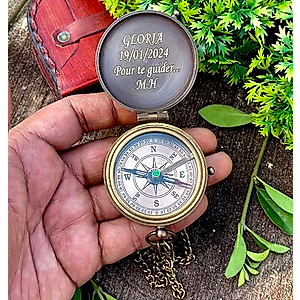 Personalized Engraved Compass. Handmade Brass Compass for Men's & Women's, Husband Gifts, Fathers Day, Anniversary, Wedding Gift for Him, Fiance Gift