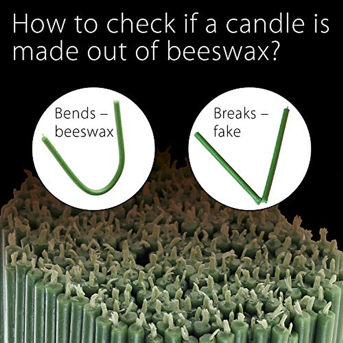 Danilovo Pure Beeswax Candles - No-Drip, Smoke-Less, Tall, Thin Taper Candles – Decorative Candles for Church Prayer, Decor or Birthday Candles – Honey Scented Candles – 6.4”x0.22” (Green, 50pcs)