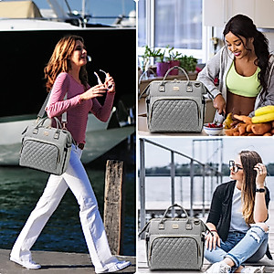 Artelaris Lunch Bags for Women, Insulated Lunch Bag, Large Leak Proof Lunch Cooler Bag, Lunch Tote Bag for Work, Meal Prep Lunch Box for Women, Red and Grey