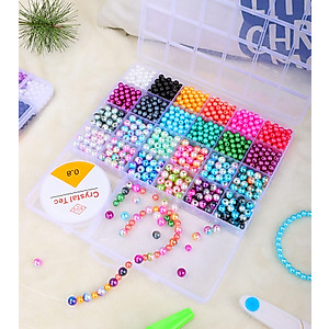 HINSOCHA Bead Bracelet Kit - 1020 Pcs Gradient Colorful Beads Bulk (6mm+8mm) for Bracelet Making, DIY Crafts