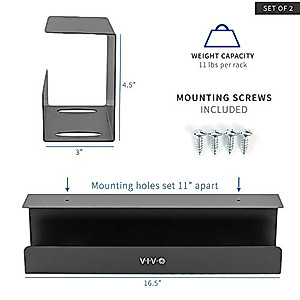 VIVO Under Desk 17 inch Cable Management Trays, Power Strip Holders, Cord Organizers, Wire Tamers for Office and Home, Black, 2 Pack, DESK-AC06-2C