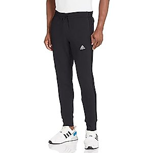 adidas Men's Essentials French Terry Cuffed 3-Stripes Pants, Black, Medium