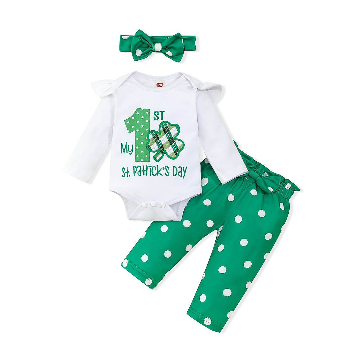 bilison My First St.Patrick's Day Outfit Baby Boy Girl Clothes Green Leaf Clover Pants Set