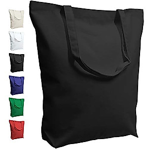 TOPDesign 2 | 6 | 12 Pack Super Strong Large 17.5"x16.5"x5" 10oz Cotton Canvas Tote Bag, Reusable Grocery Shopping Bags, Blank Black Bags for Crafts, DIY Your Creative Designs (Pack of 2)