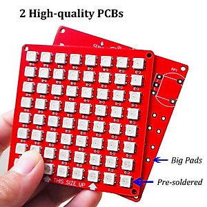 VIGURTIME DIY Music Spectrum Soldering Project Kit, Music Active Pickups with Cool Animation and Pixel Arts for Fun，8x8 RGB Display, Great STEAM Project Kit and Gift for Friends and Family