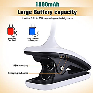 Anpro Clip on Light Reading Light,28 LED USB Desk Lamp USB Rechargeable with 3 Light Modes,Stepless Dimming,360°Flexible Adjusting Hose,Touch Control Desk Light [Energy Class A++] for Bedroom, Office