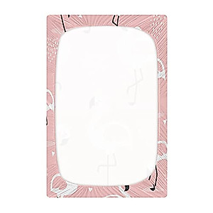 Fitted Crib Sheet for Boys Girls, Pink Flamingos Jersey Knit Baby Sheet for Standard Crib and Toddler Bed Mattresses, Cozy Soft Breathable, 28 x 52 in
