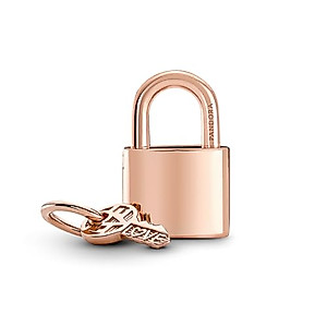 Pandora Padlock and Key Dangle Charm Bracelet Charm Moments Bracelets - Stunning Women's Jewelry - Gift for Women in Your Life - Made Rose & Cubic Zirconia