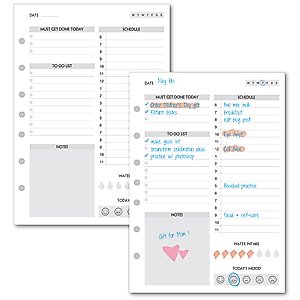 To Do List Paper Undated with Daily Schedule, Day Priorities, Notes and Water Tracker, 7-Hole Punches, 5.5"x8.5"