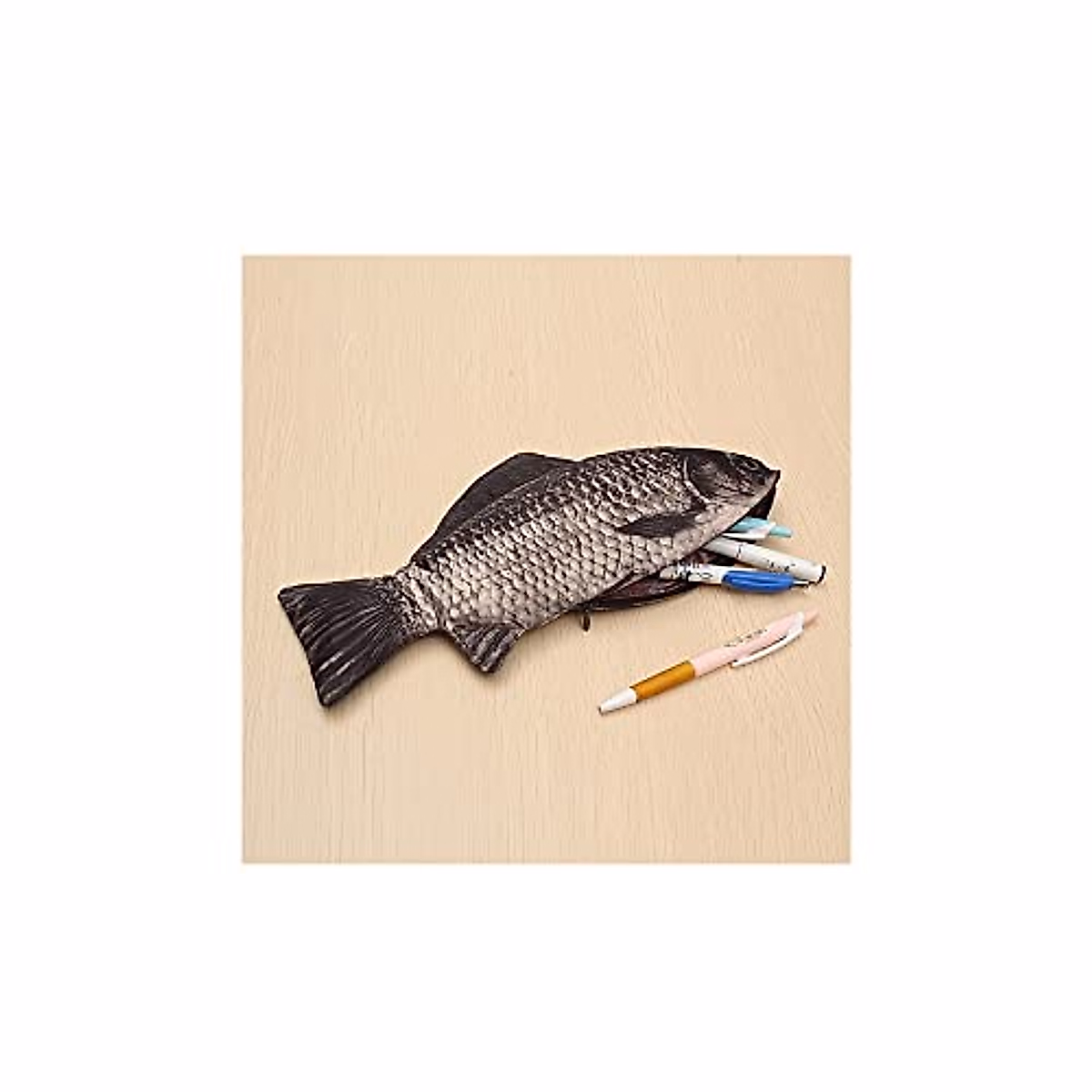 SolwDa Tin Pencil Box Pen with Zipper Realistic Case Pouch Shape Fish Bag Pen Pencil Make-up Office & Stationery