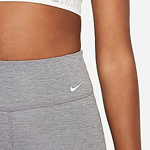 Nike Women's One Logo Mid-Rise Dri-Fit 7" Bike Shorts (as1, Alpha, m, Regular, Regular, Iron Grey/Heather/White, Medium)