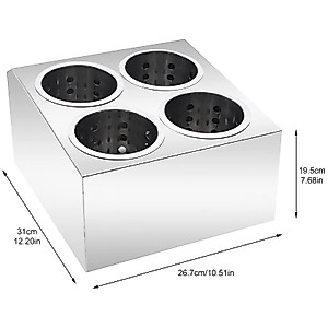 DNYSYSJ Commercial 4-Hole Stainless Steel Cylinder Flatware Countertop Flatware Cylinder Organizer Holder Silverware Utensil Holder for Kitchen