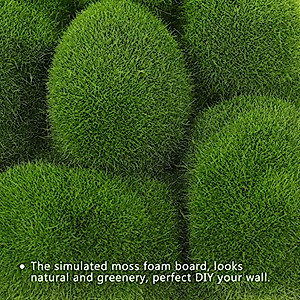 EXCEART Moss Wall Panel Simulation Green Moss Stone Foams Tile Board DIY Craft Wall Background Decoration for Home Living Room Bedroom