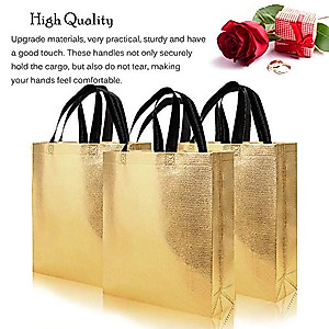 M&C Music Color 16pcs Glossy Reusable Grocery Shopping Bag Tote Bag with Handle Present Bag Gift Bag