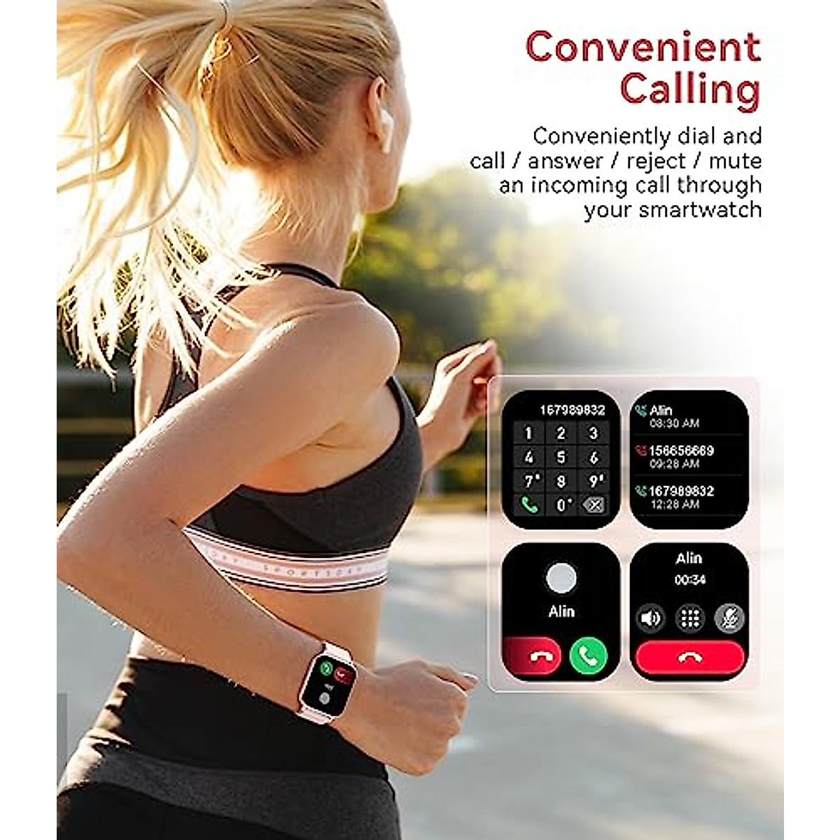 LIGE Smart Watch for Women with Android iOS, 1.83 Inch Bluetooth Calls/Real-Time Notification Smartwatch, 100 Sports, IP68 Waterproof Healthy Fitness Tracker, Pink