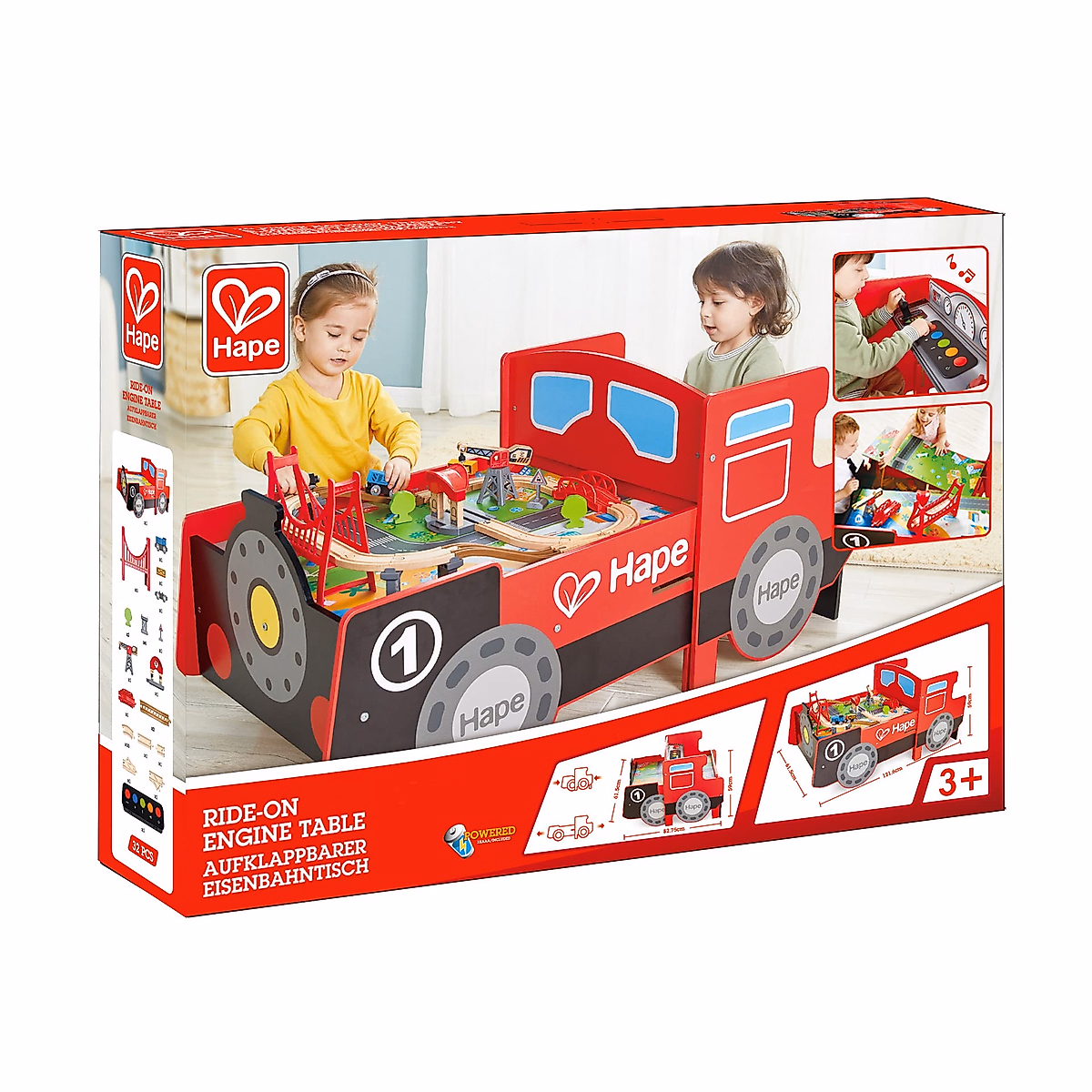 Hape Busy City Rail Set, Ride-On & Foldable Engine Table