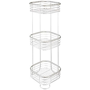 iDesign Standing Shower Caddy Organizer, The Forma Collection – 9.5" x 9.5" x 26.25", Satin Silver