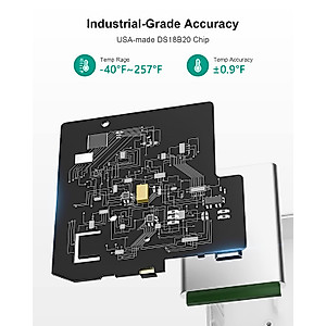 MOCREO Temperature Sensor with Waterproof External Probe, for Freezer with App Alert, Smart Thermometer, MOCREO Hub Required, Remote Temperature Monitor Gauge, for Refrigerator, Fish Tank