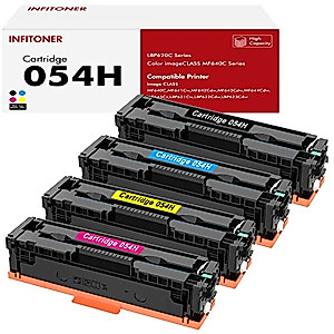 054 054H High Yield Toner Cartridge 4 Pack Compatible Replacement for Canon 054 CRG 054 CRG-054 Color ImageCLASS MF642Cdw MF644Cdw MF641Cw LBP622Cdw LBP620 Laser Printer Black/Cyan/Magenta/Yellow