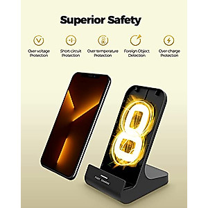 Wireless Charger YW YUWISS Wireless Phone Charger Stand 10W Max Compatible with Apple iPhone 14 13 12/12 Pro Max/ 11Pro/11Pro Max/XR/XS Max/XS/X/8/8Plus, Samsung Galaxy (Dark)