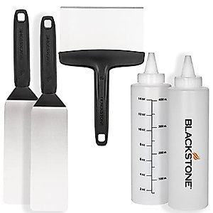 Blackstone Professional Grade Accessory Tool Kit (5 Pieces) 16 oz Bottle, Two Spatulas, Chopper/Scraper and One Cookbook-Perfect for Cooking Indoor or Outdoor, Multicolor