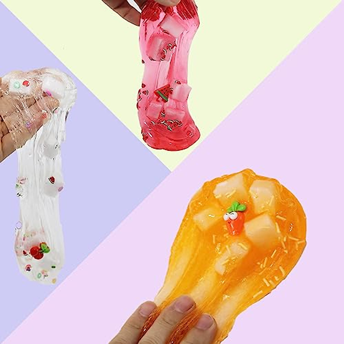 10 Pack Jelly Cube Crispy Crystal Transparent Slime Set,Themed Party Toy to Relieve Stress and Anxiety, for Girls and Boys,Including Party Gift