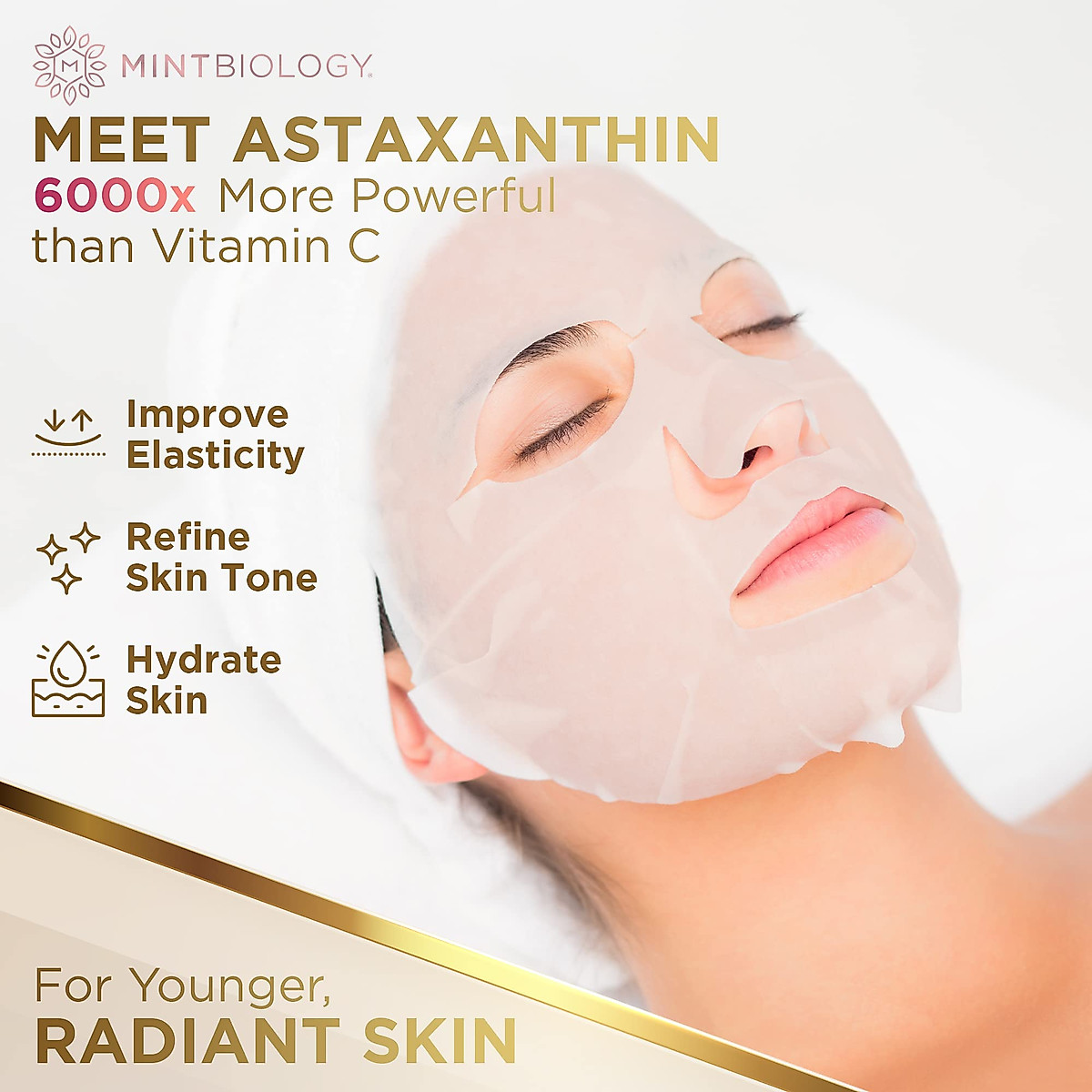 Korean Sheet Mask | AGELESS Advanced Nutrient Locking Korean Skin Care Masks | Astaxanthin & Collagen Face Mask for Women | Nourish, Hydrate & Soften Lines & Wrinkles Spots | Cruelty Free Facial Masks