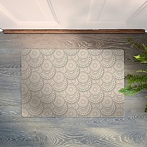 Shape28 Small Area Rug Mat Ultra-Thin Kitchen Rug Entrance Mat with Non Slip Rubber Backing Szie 24 inches x 18 inches Color Latte Design 1S