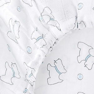 SwaddleDesigns Softest Cotton Muslin Fitted Crib Sheet/Toddler Sheet for Baby Boy & Girl, Blue Doggie & Starball