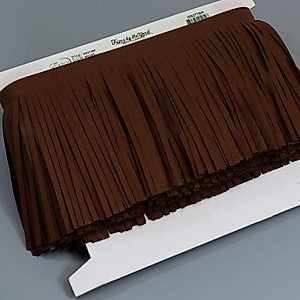 Trims by the Yard 6" Premium Vegan Leather Fringe Trim | Brown | (5 yard cut)