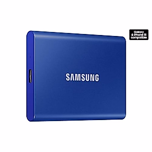 SAMSUNG T7 Portable SSD, 2TB External Solid State Drive, Speeds Up to 1,050MB/s, USB 3.2 Gen 2, Reliable Storage for Gaming, Students, Professionals, MU-PC2T0H/AM, Blue