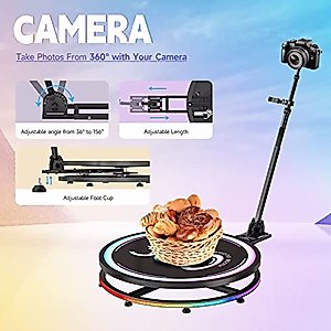 360 Photo Booth Machine for Parties - 5 People to Stand on (39.4"+Flight Case) Software APP Control, Free Customize Logo, JIYANG Automatic Slow Motion Rotating 360 Video Camera Booth Selfie Platform