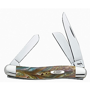 Case Cutlery 9318AB Abalone Medium Stockman Corelon Pocket Knife with Stainless Steel Blades, Gold/Gray/Pink