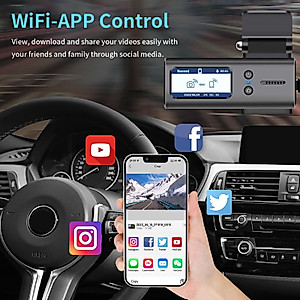 Frvesroe Dash Cam with WiFi APP, 1296P FHD Mini Front Dash Camera for Cars with Super Night Vision, WDR, Loop Recording, G-Sensor, Easy to Install, Free 16GB SD Card，FD-1