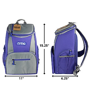 RTIC Lightweight Backpack Cooler 15 Can, Lavender & Grey, Portable Insulated Bag for Men & Women, Leak Proof Material