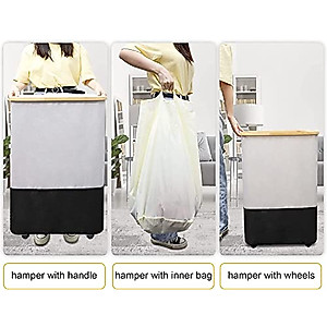 Large Laundry Hamper with Lid - Collapsible Laundry Baskets with Wheels and Removable Laundry Bag, 105L Capacity Dirty Clothes Hampers with Handles for Living Room, Bedroom, Laundry Room, Beige+Black