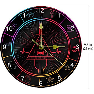 Luoweisi Bill Cipher Wheel Zodiac Non-Ticking Decor Wall Clock Home Decor Acrylic 9.85 Inch Wall Clock Non Ticking Silent Clock