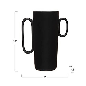 Bloomingville Decorative Flower Asymmetrical Handles Vase, Black