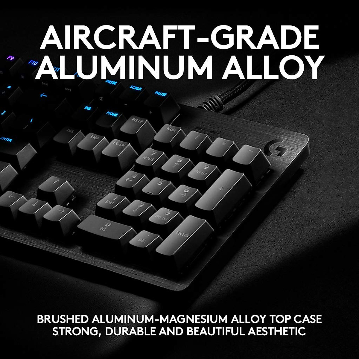 Logitech G513 Carbon LIGHTSYNC RGB Mechanical Gaming Keyboard with GX Brown Switches, Memory Foam, USB Pass-Through Port, Aircraft-Grade 5052 Aluminum Top Case - Tactile (Renewed)