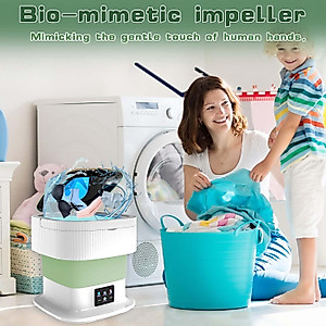Mini Washing Machine,12L Foldable Washer and Dryer Combo, Collapsible Mini Washer for Underwear, Baby Clothes Apartments, Dormitories (Green)