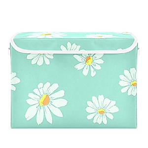 innewgogo Poppies Floral Sunflower Storage Bins with Lids for Organizing Collapsible Storage Cube Bin with Handles Oxford Cloth Storage Cube Box for Bed Room