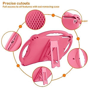 TopEsct Kids Case for iPad Mini 5 4 3 2 1,Silicone Childproof for iPad Mini 5 4 3 2 1, Built-in Handle Stand, Comes with a Strap (Pink)