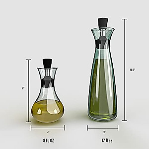 Purelite No Funnel Needed Olive Oil & Vinegar Dispenser Glass Cruet Bottle for Kitchen | Silicone Cap Keeps Oil Fresh Longer | 17 ounce cruet (Clear)