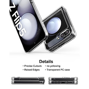 Foluu Case for Samsung Galaxy Z Flip 5, Galaxy Z Flip 5 Phone Case Clear, Hard PC Back Bumper Protective Shockproof Scratch Resistant Case for Samsung Galaxy Z Flip5 5G 2023 (Crystal Clear)